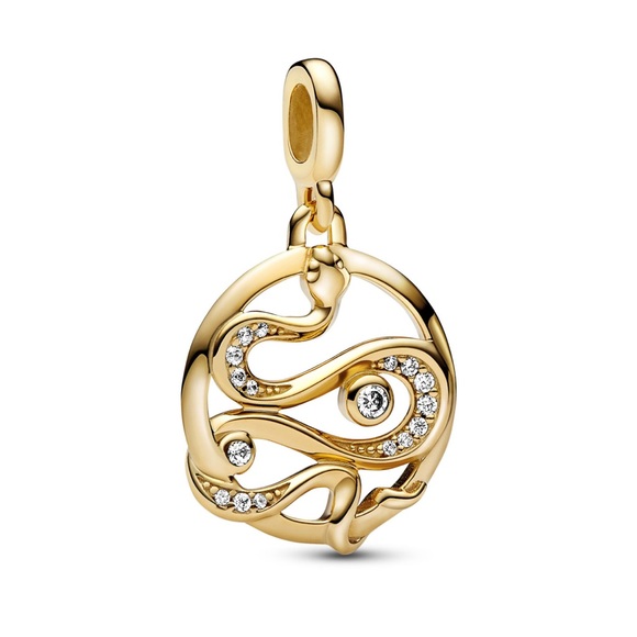 Pandora | Jewelry | Pandora Me Pave Crystal Snake Medallion Charm Gold ...
